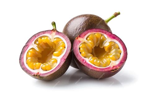 Premium Photo Whole And Half Fresh Ripe Passion Fruit Isolated On