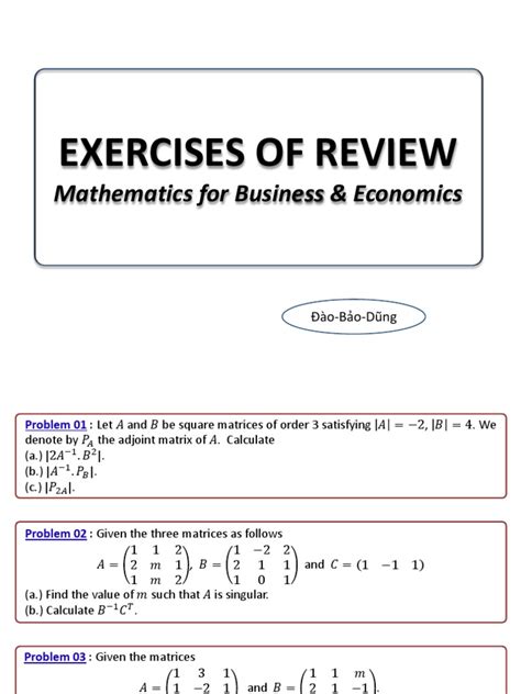 exercises of review pdf matrix mathematics demand