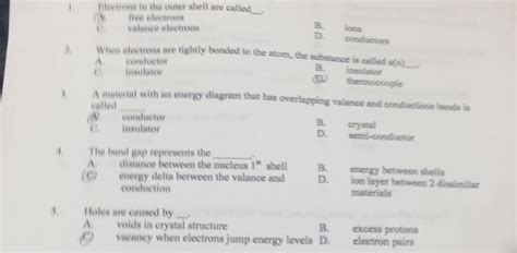 Solved Electrons In The Outer Shell Are Called A Free Chegg Com