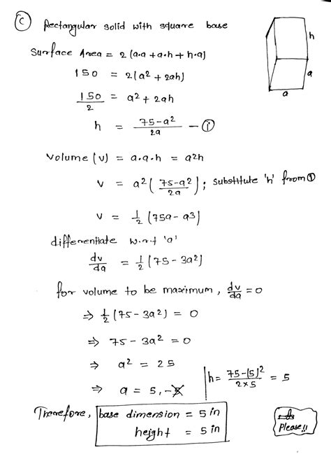 Solved Maximum Volume A Verify That Each Of The Rectangular Solids