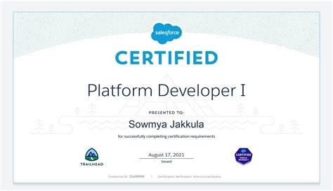Sowmya J On Linkedin Completed Salesforce Platform Developer I Successfully👍