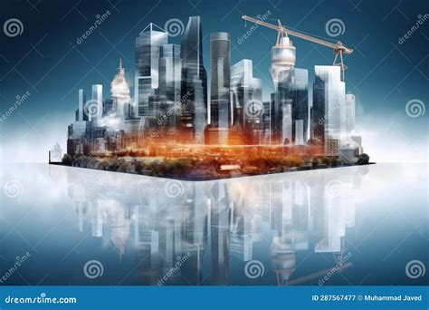Dynamic Construction Vision Double Exposure Combines Architecture