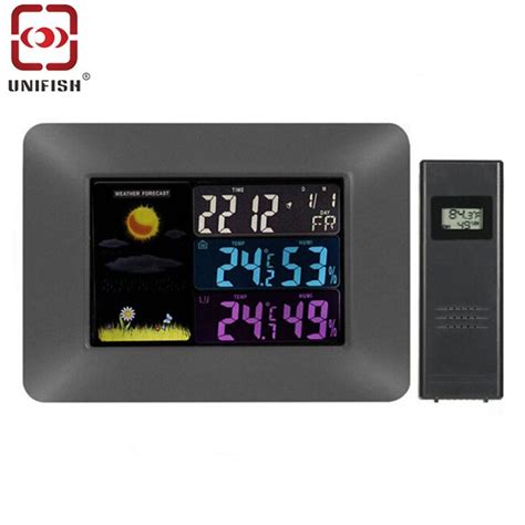 Ua97 Digital Color Lcd Wireless Weather Forecast Clock Thermometer Hygrometer Barometer Alert