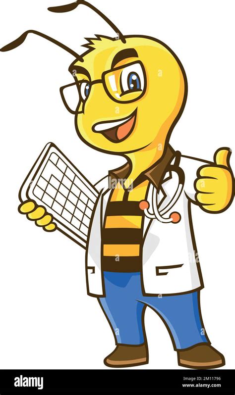 Doctor Bee Mascot Holding Keyboard And Thumbs Up Stock Vector Image