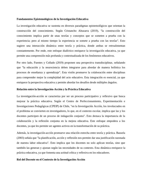 Fundamentos Epistemológicos De La Investigación Educativa Pdf