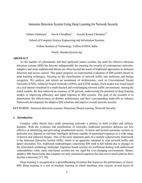 Pdf Intrusion Detection System Using Deep Learning For Network Security