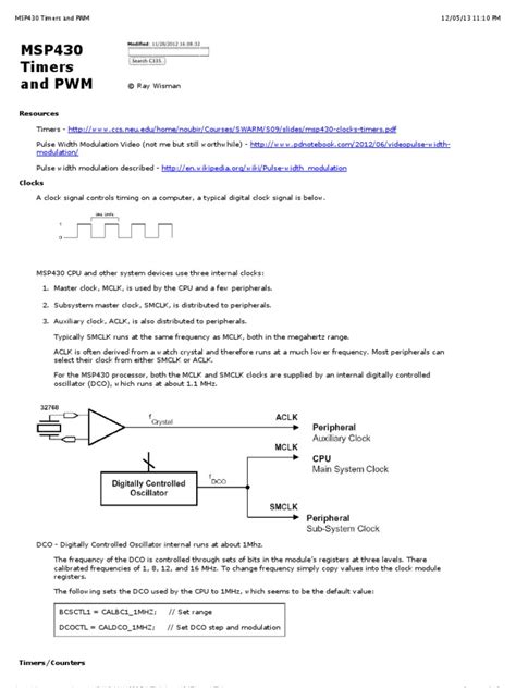 Msp430 Timers And Pwm Pdf Timer Hertz