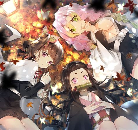 Kamado Nezuko Kanroji Mitsuri And Tsuyuri Kanao Kimetsu No Yaiba Drawn By Teddy Khanshin