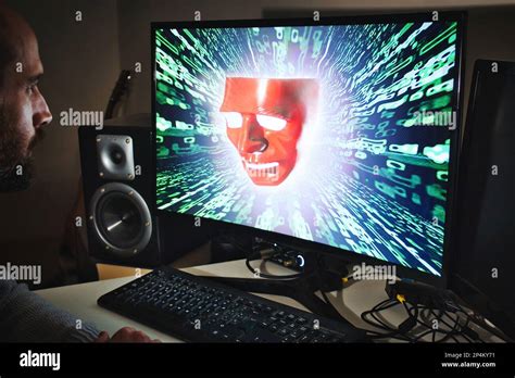 Artificial Intelligence A I Science Concept A White Caucasian Person Using A Desktop