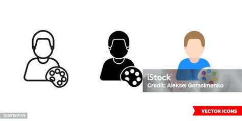 3 가지 색상의 화가 아티스트 아이콘 흑백 윤곽선 격리된 벡터 기호 기호 0명에 대한 스톡 벡터 아트 및 기타 이미지 0명 갈색 개념 Istock