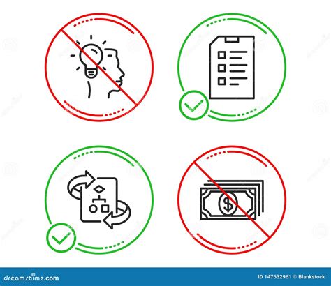 technical algorithm idea and checklist icons set payment sign
