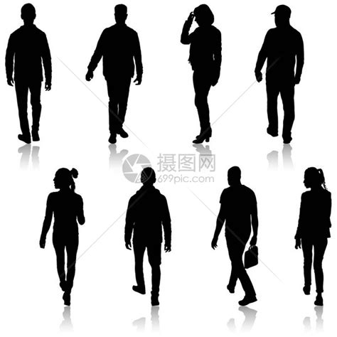设置在白色背景上行走的人剪影插画图片下载 正版图片402372480 摄图网