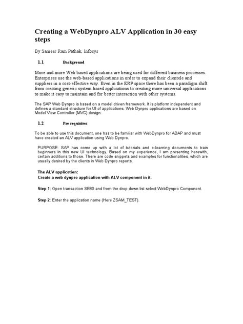 Creating A Webdynpro Alv Application In 30 Easy Steps Pdf Web