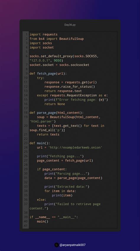 Aryan Patnaik On Linkedin 100days100codes Cybersecurity Python Darkwebmonitoring