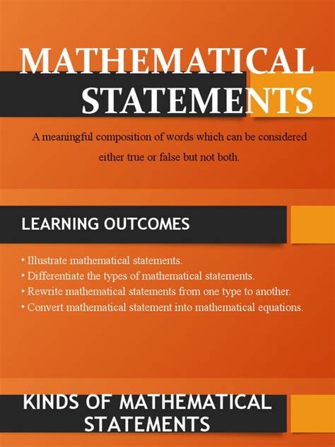 Mathematical Statements Pdf Numbers Variable Mathematics