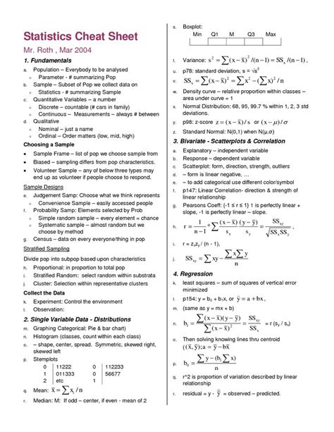 23 Awesome Statistics Formulas Cheat Sheet Images Statistics Math