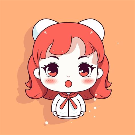 귀여운 카와이 소녀 치비 마스코트 벡터 만화 스타일 프리미엄 벡터