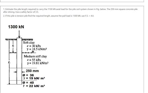 Solved Estimate The Pile Length Required To Carry The Chegg Com
