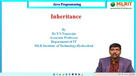 lec12 java programming inheritance by dr t v nagaraju youtube
