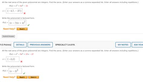 Solved All The Real Zeros Of The Given Polynomial Are