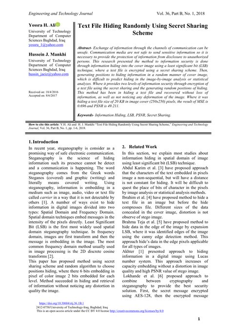 Pdf Text File Hiding Randomly Using Secret Sharing Scheme