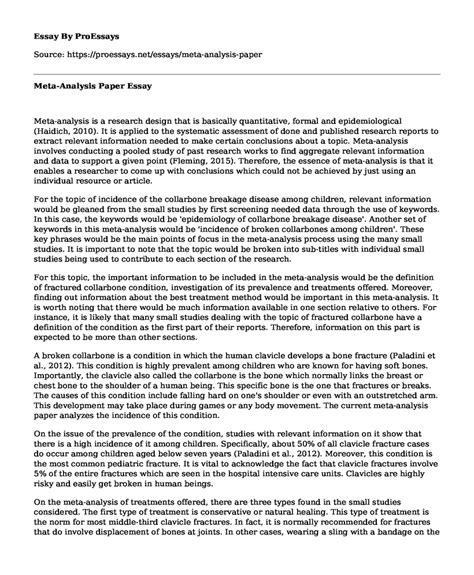 📚 Meta Analysis Paper Free Essay Term Paper Example