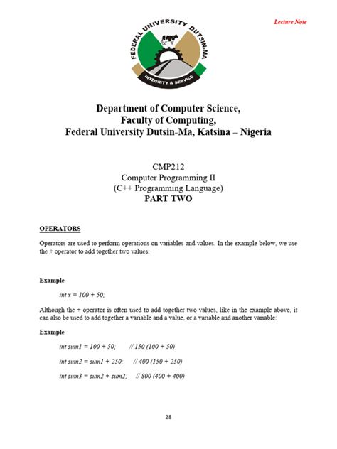 Cmp 212 2024 Lecture Note Part Two Pdf Trigonometric Functions Arithmetic