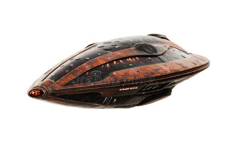 Futuristic Rusty Spaceship Design Isolated On White Background Sci Fi