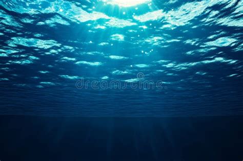 Deep Oceanic Blue Abstract Background With Smooth Waveforms