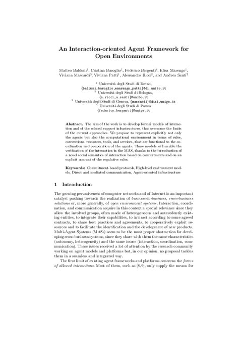 Pdf An Interaction Oriented Agent Framework For Open Environments