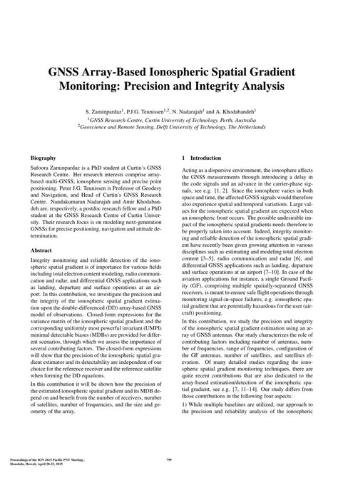 Pdf Gnss Array Based Ionospheric Spatial Gradient Monitoring Precision And Integrity Analysis