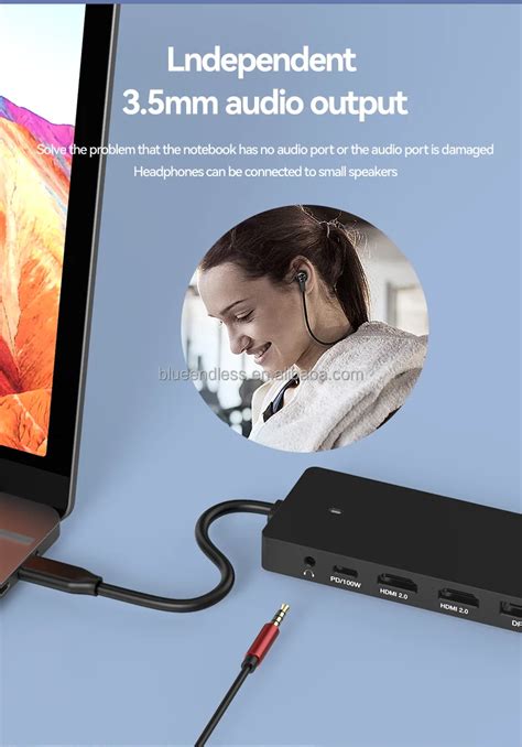 Full Aluminum Usb C Docking Station In Hub Display Dp K Hd Dp Usb Type C Data