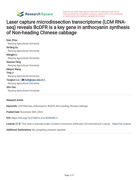 Pdf Laser Capture Microdissection Transcriptome Lcm Rna Seq Reveals Bcdfr Is A Key Gene In