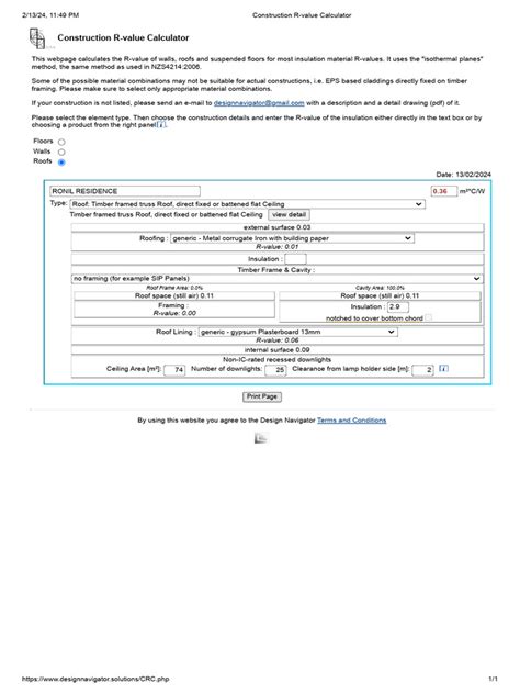 Construction R Value Calculator Roof Pdf
