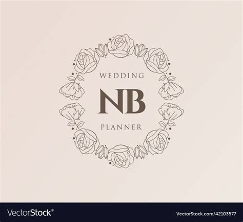 Nb Initials Letter Wedding Monogram Logos Vector Image On Vectorstock Wedding Logo Monogram
