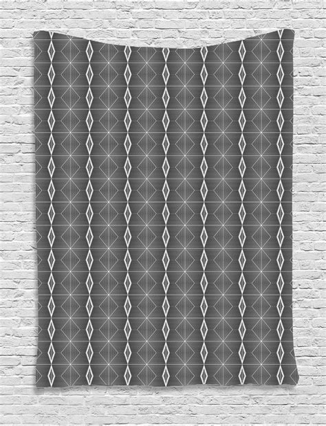 Abstract Tapestry Vertical Composition Of Greyscale Diamond Shapes And