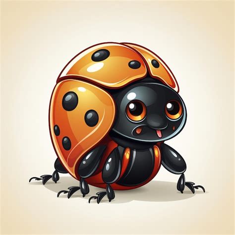 白い背景に孤立したレディバグ ベクトルイラスト プレミアムベクター