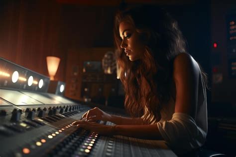 Premium Photo A Woman Operating A Mixing Desk In A Professional Audio Studio