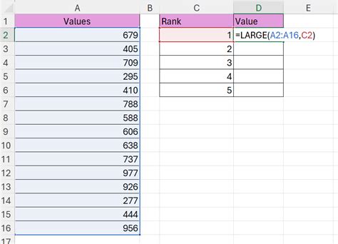 how to use large function in excel sheetaki