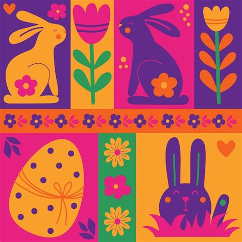 Premium Vector Easter Colorful Abstract Elements Tiles Modern Pattern