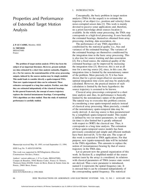 Pdf Properties And Performance Of Extended Target Motion Analysis