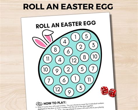Roll An Easter Egg Dice Game Easter Roll And Cover Dice Game Easy Dice Games For Seniors