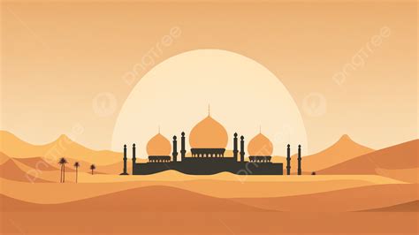 미니멀 돔 이슬람 건축 배경 그림 이슬람 건축 플랫 스타일 사막 배경 일러스트 및 사진 무료 다운로드 Pngtree