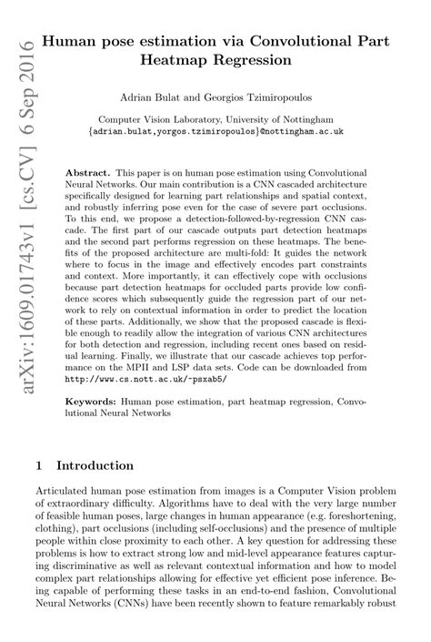 Pdf Human Pose Estimation Via Convolutional Part Heatmap Regression