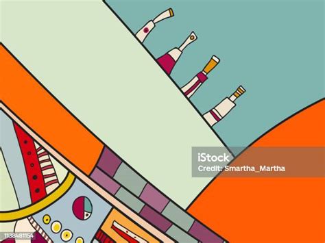 추상적인 벡터 패턴 흑백 낙서 포스터 엽서 배경에 대 한 배경입니다 추상 양식 컴포지션 템플릿이 있는 그림입니다 라인 동그라미와 환각 낙서 그래픽 0명에 대한 스톡 벡터