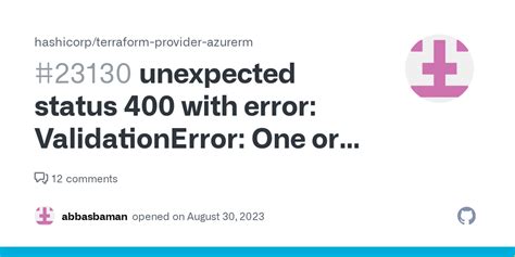 Unexpected Status 400 With Error Validationerror One Or More Fields