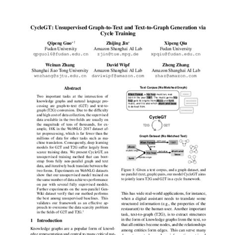 Cyclegt Unsupervised Graph To Text And Text To Graph Generation Via
