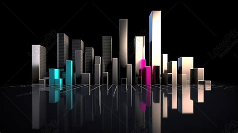 수익성 있는 재무 전망과 비즈니스 성장에 대한 통계 분석을 보여주는 반사가 포함된 상승 추세의 3d 막대 차트 공개 재무 분석 배경 공개 배경 3d 성장 배경 이미지