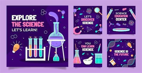 Premium Vector Science Project Instagram Posts Template