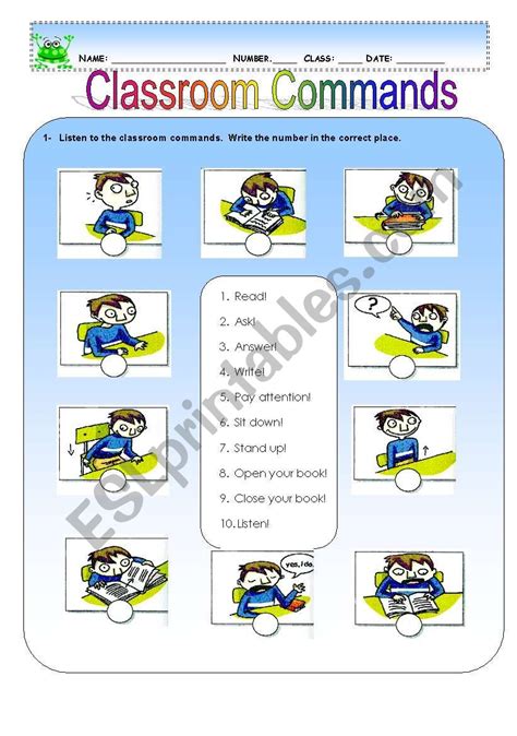 Classroom Commands Esl Worksheet By Csofia